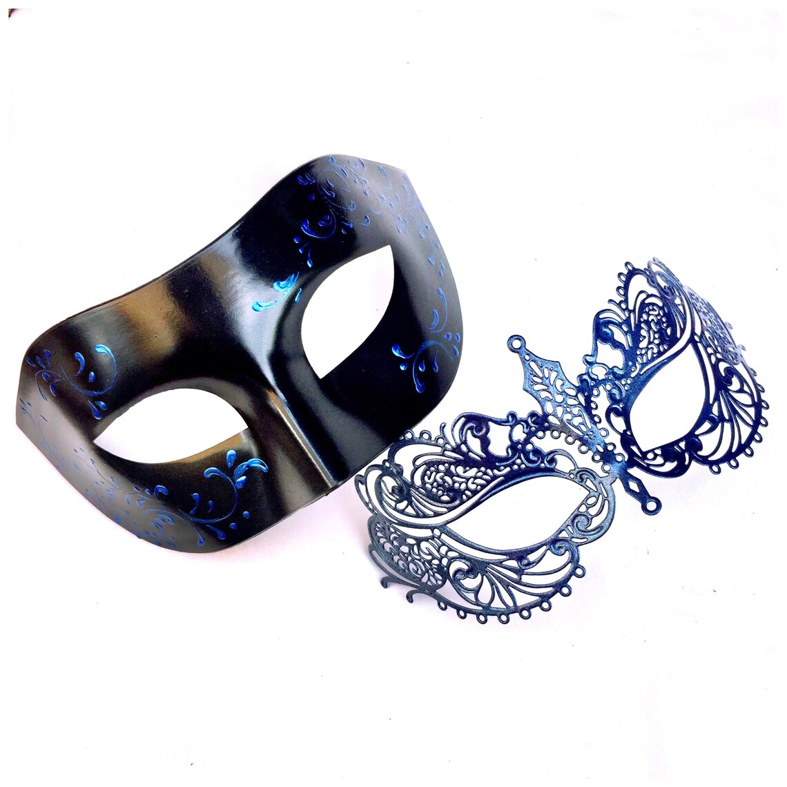 Masquerade Mask New Dream Angel Mask Navy Blue Couples Set His & Hers ...