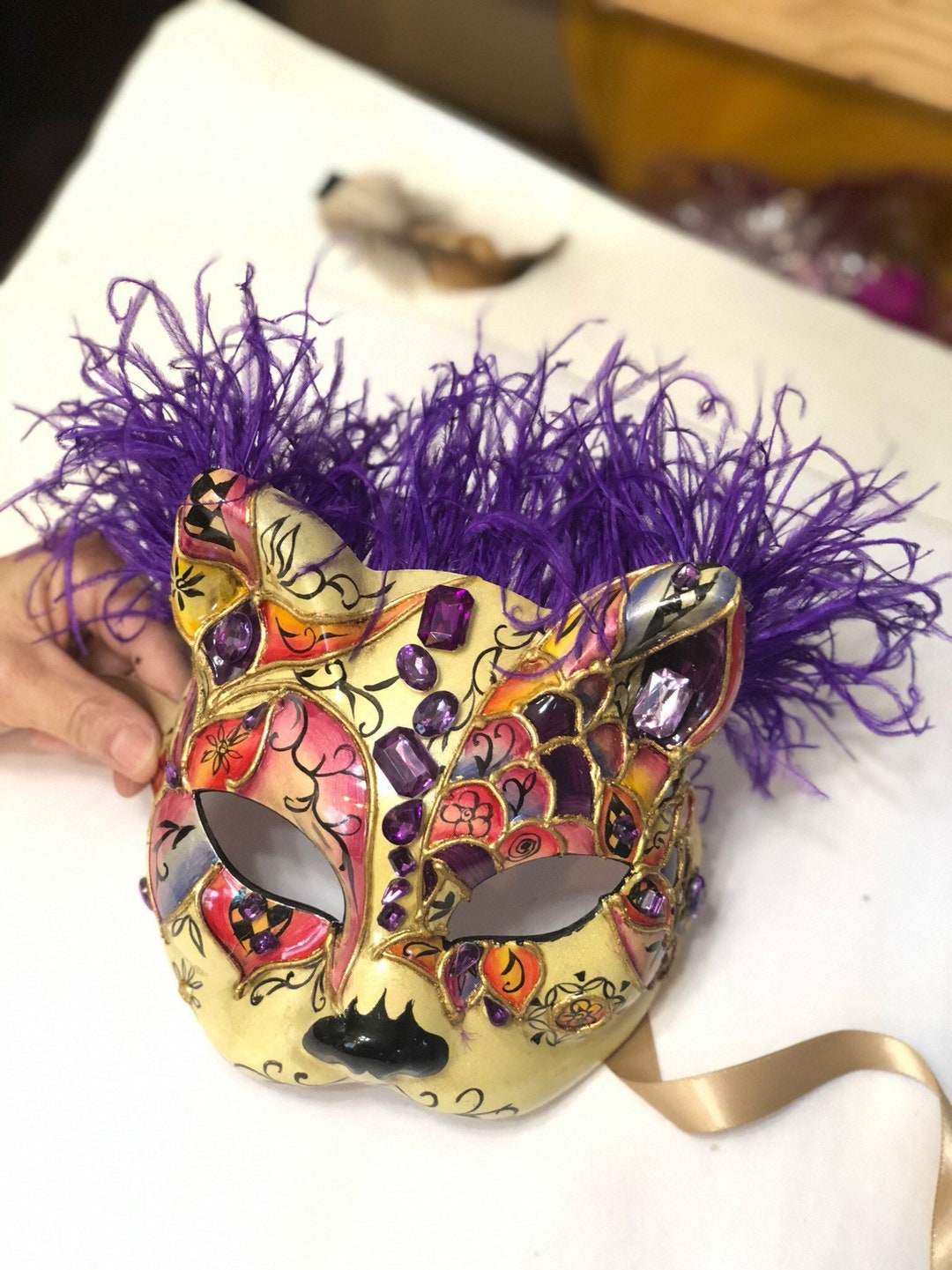 Jewel Cat Mask Venetian Gatto Mask Mardi Gras Ball Mask Women Cat Mask ...