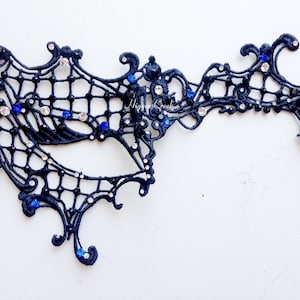 Rhinestone Studded Black Lace Mask Half Face Lace Halloween Masks for ...