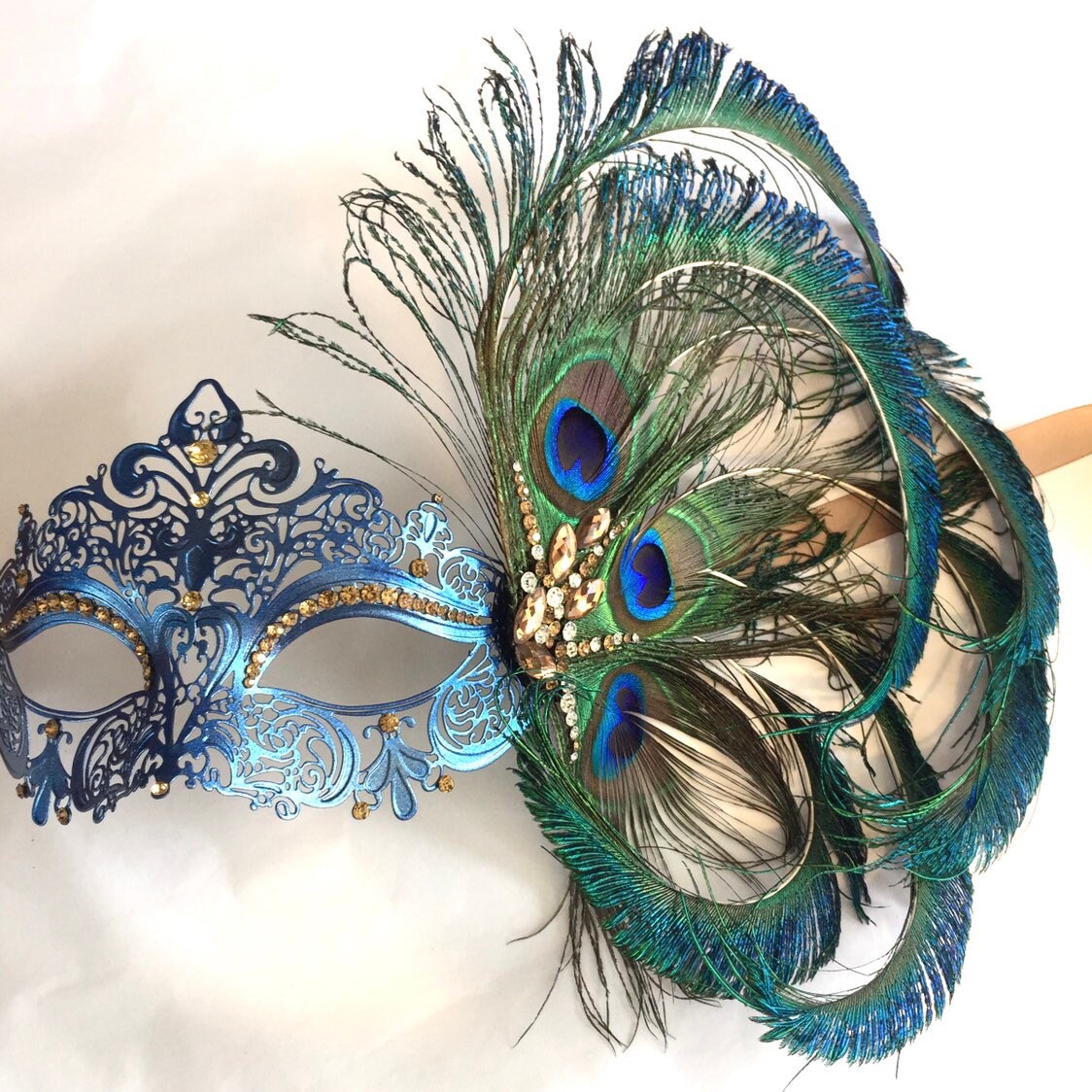 Navy Masquerade Mask Women Navy Blue Peacock Feather Mask | Etsy