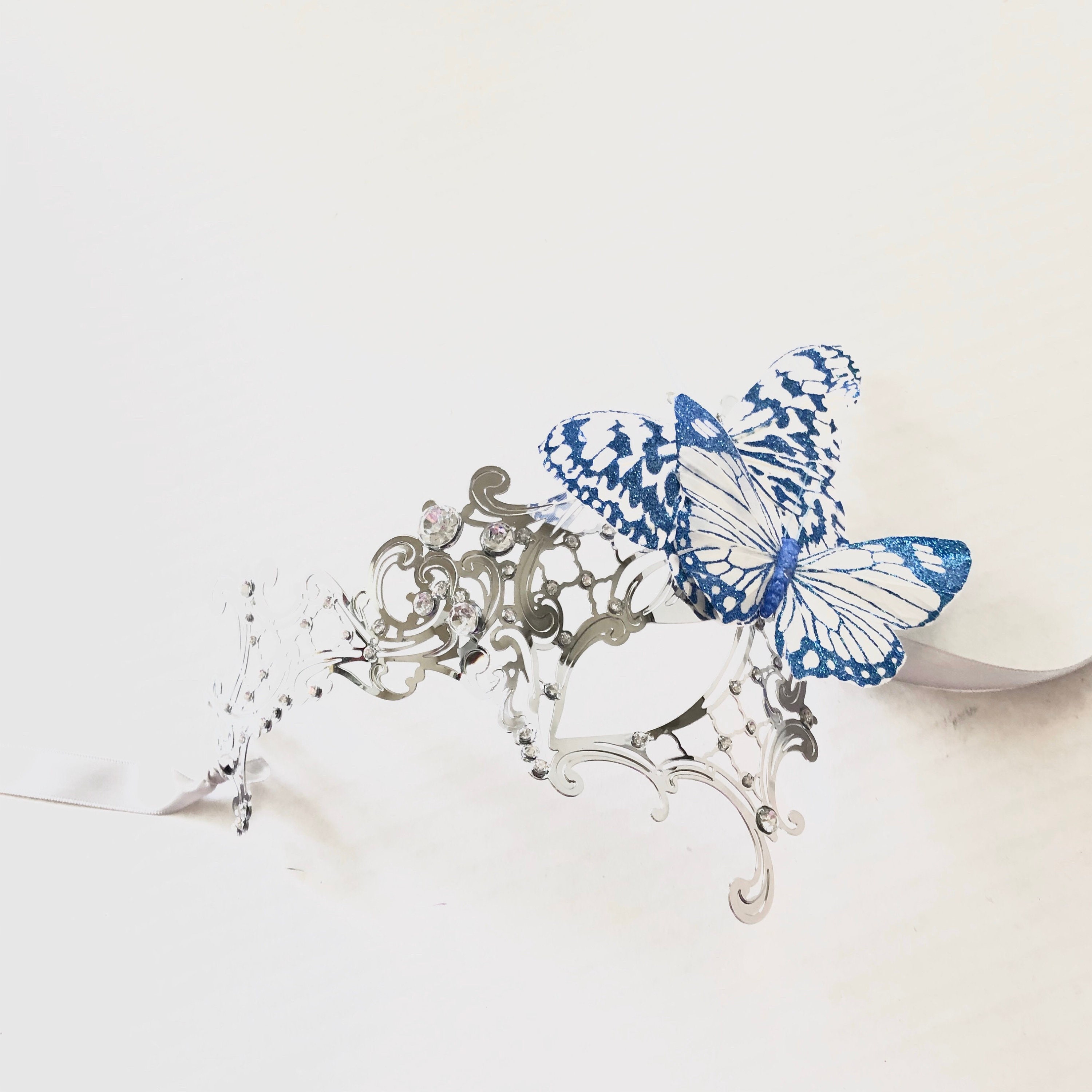 Whimsical Butterfly Women's Masquerade Mask Silver - Etsy