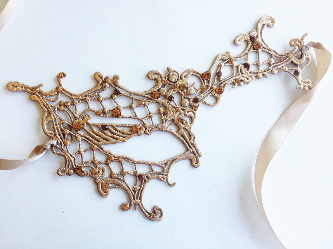 Womens Masquerade Masks Gold Lace Mask With Topaz Rhinestones - Etsy