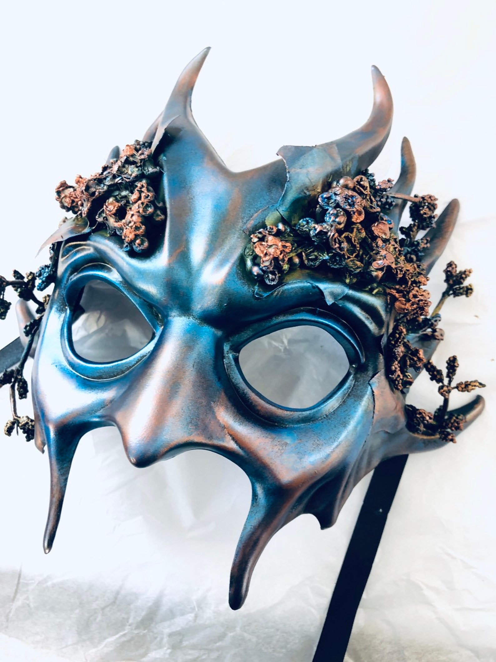 Blue Goblin Fantasy Mask Magical Horn Mask Mythical Creature | Etsy