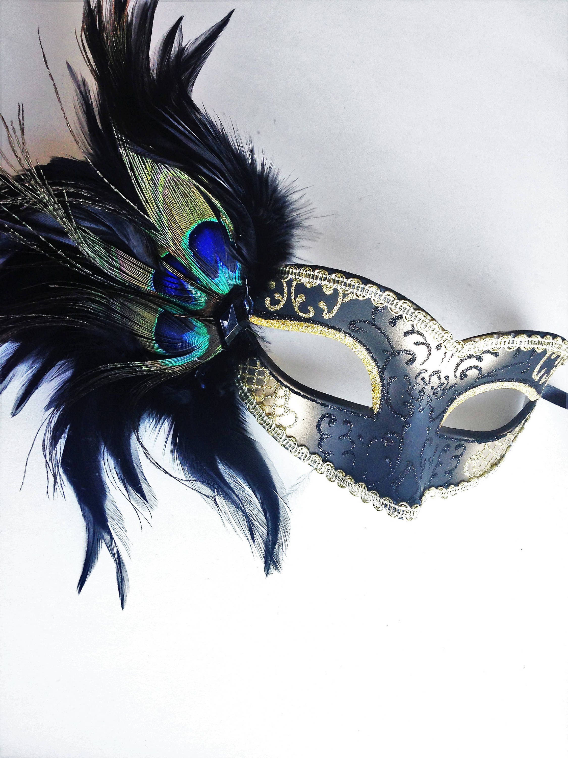 Feather Masquerade Mask for Women, Venetian Masquerade Mask With ...