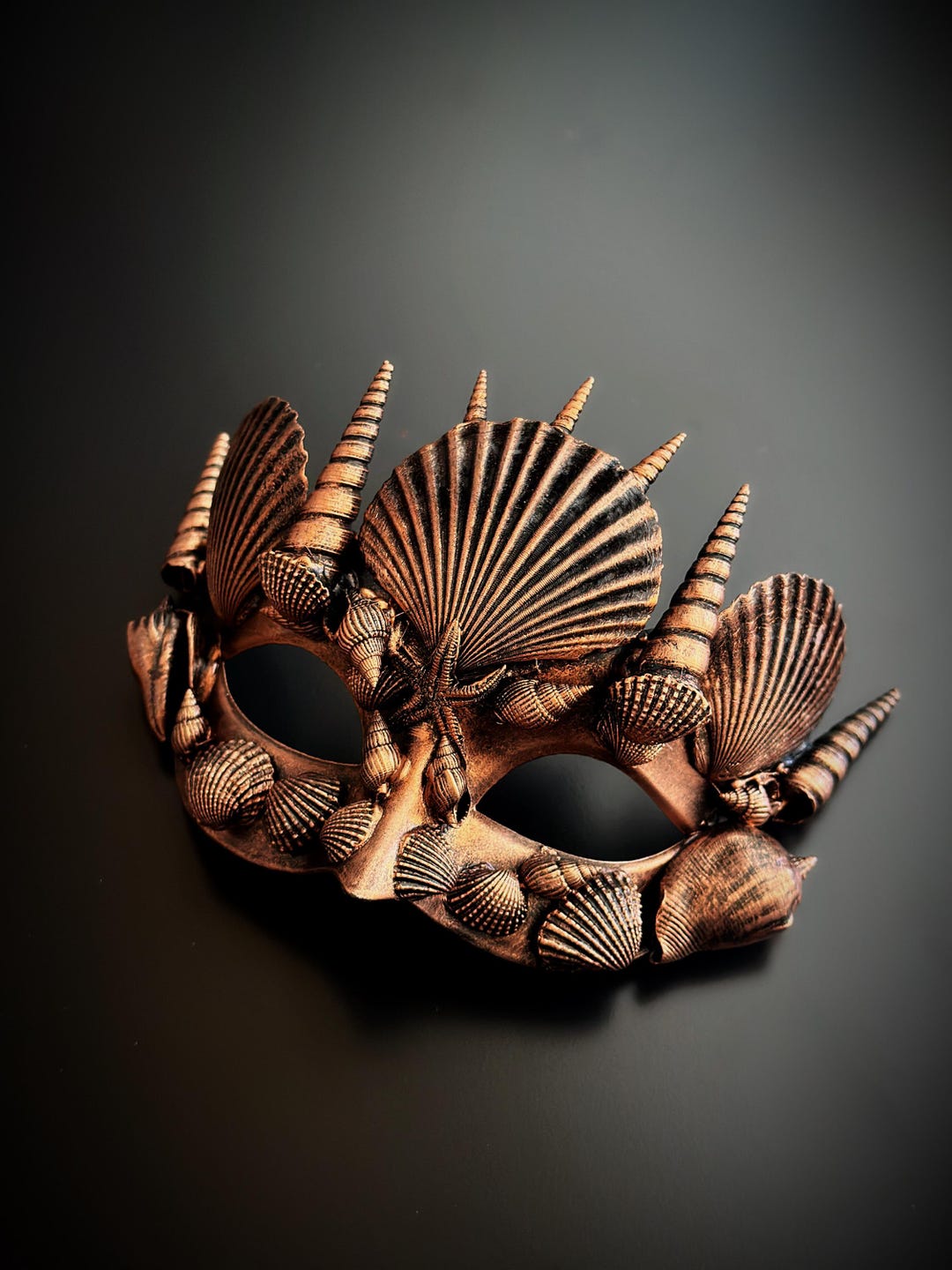 Copper Mens Masquerade Mask Merman King Triton Crown Mask Mermaid ...