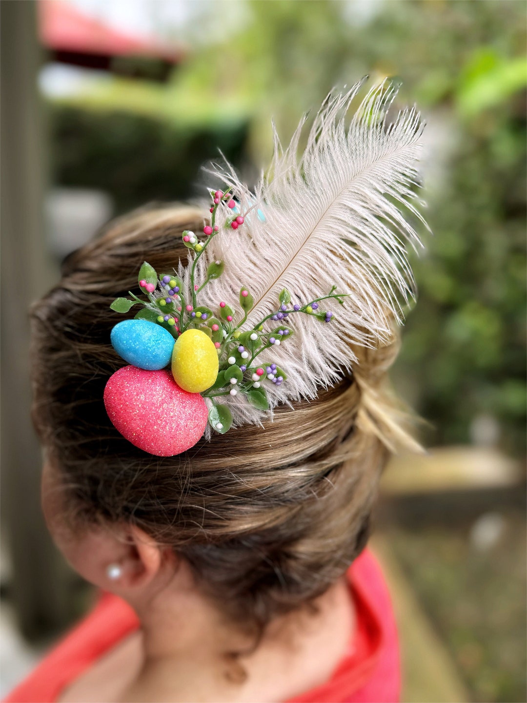 Easter Fascinator Easter Egg Headband Easter Hair Clip - Feather ...