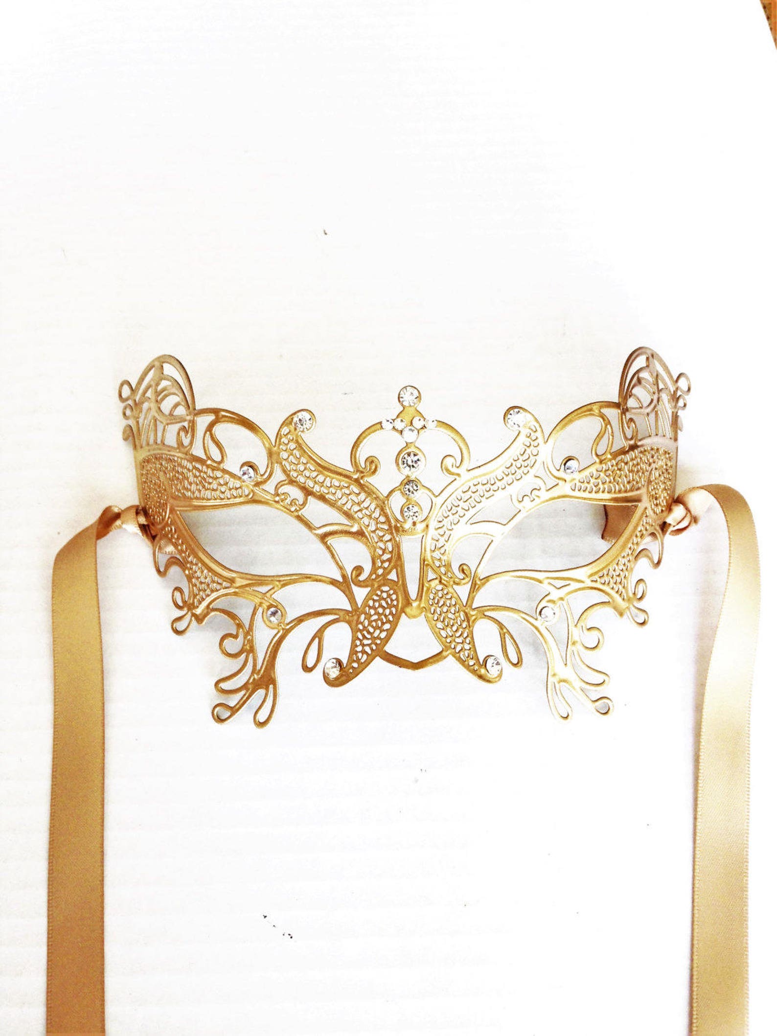 Silver Metal Lace - Womens Masquerade Ball Mask With Rhinestone Detail ...