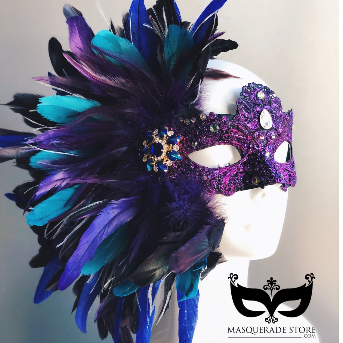 Stunning Masquerade Mask Purple Turquoise Mask Unique Mix Teal - Etsy