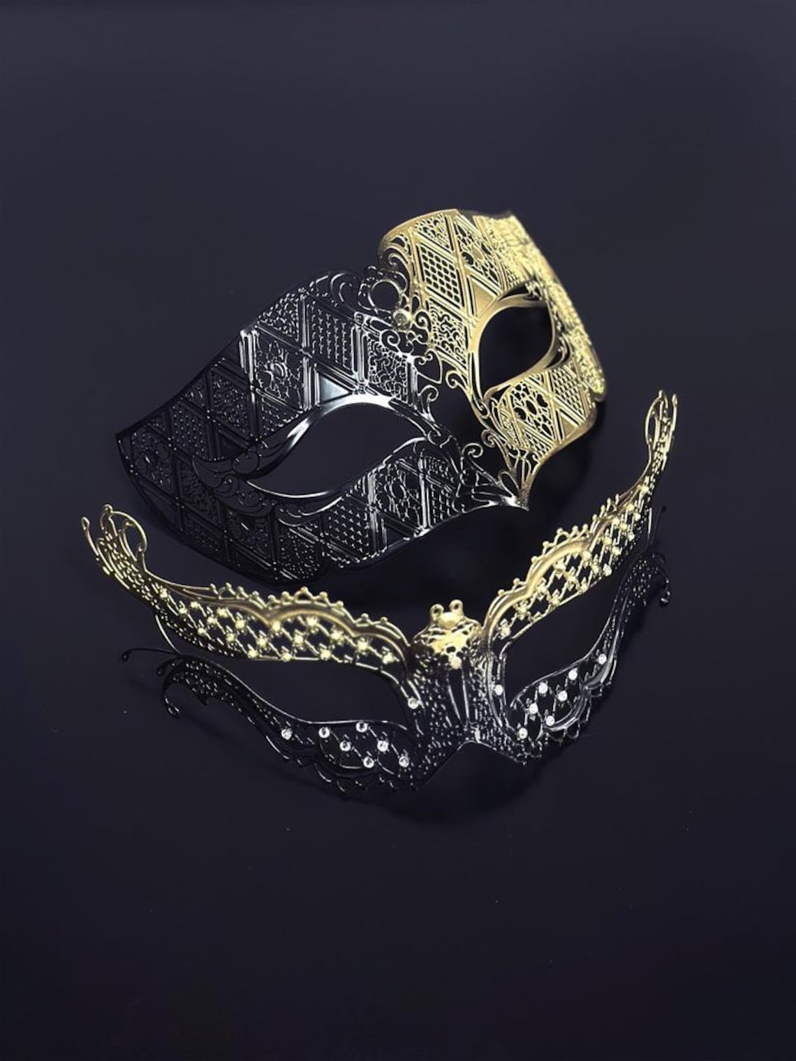 Black Gold Mens Masquerade Mask Set, Mens Prom Masks, Venetian Masks ...
