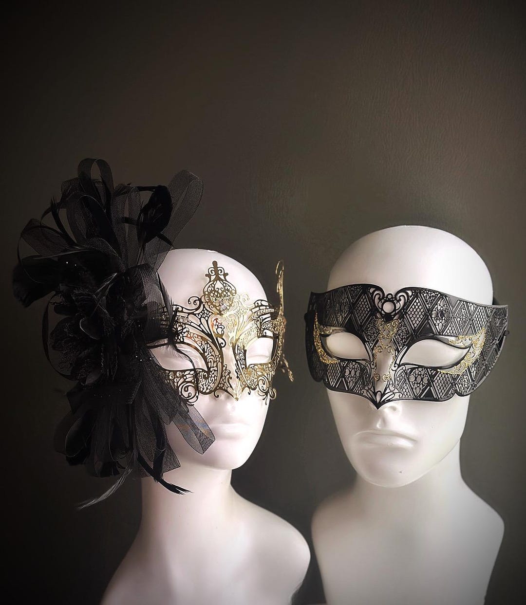 Gold Black Couples Masquerade Masks Prom Mask Masquerade Ball Party ...