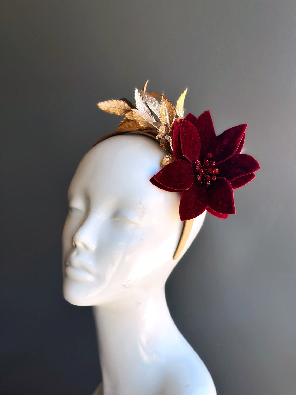 Poinsettia Headband, Christmas Headpiece, Floral Headpiece, Flower ...