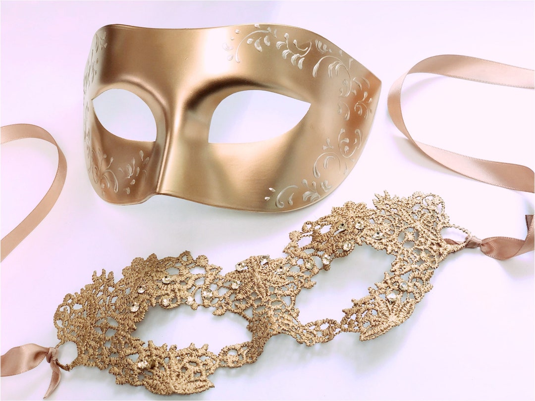 Gold Masquerade Mask Couple Masquerade Mask Gold Venetian Mask ...