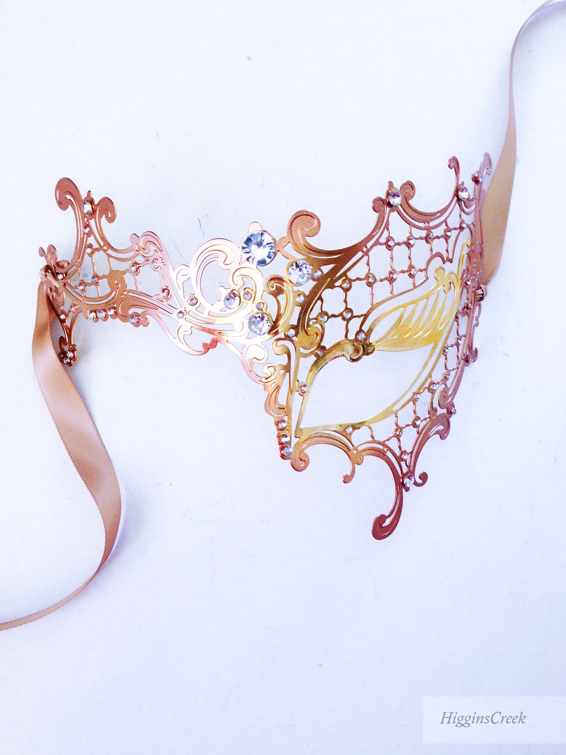 Rose Gold and Gold Masquerade Mask for Women Rose Gold - Etsy