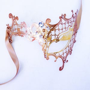 Rose Gold and Gold Masquerade Mask for Women, Rose Gold Phantom Mask ...