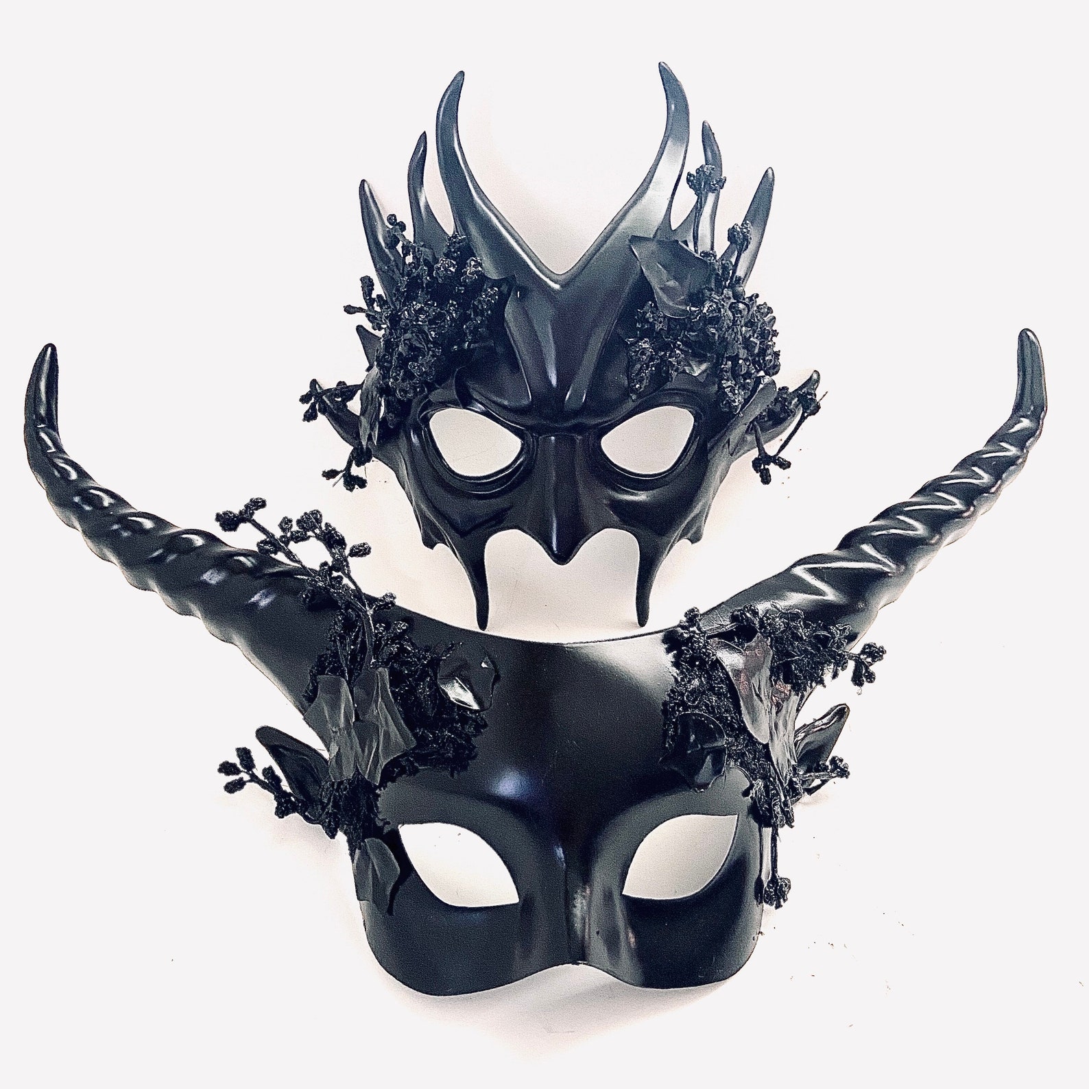 White Masquerade Mask Woman Horn Mask Winter Dryad Costume White Mask ...