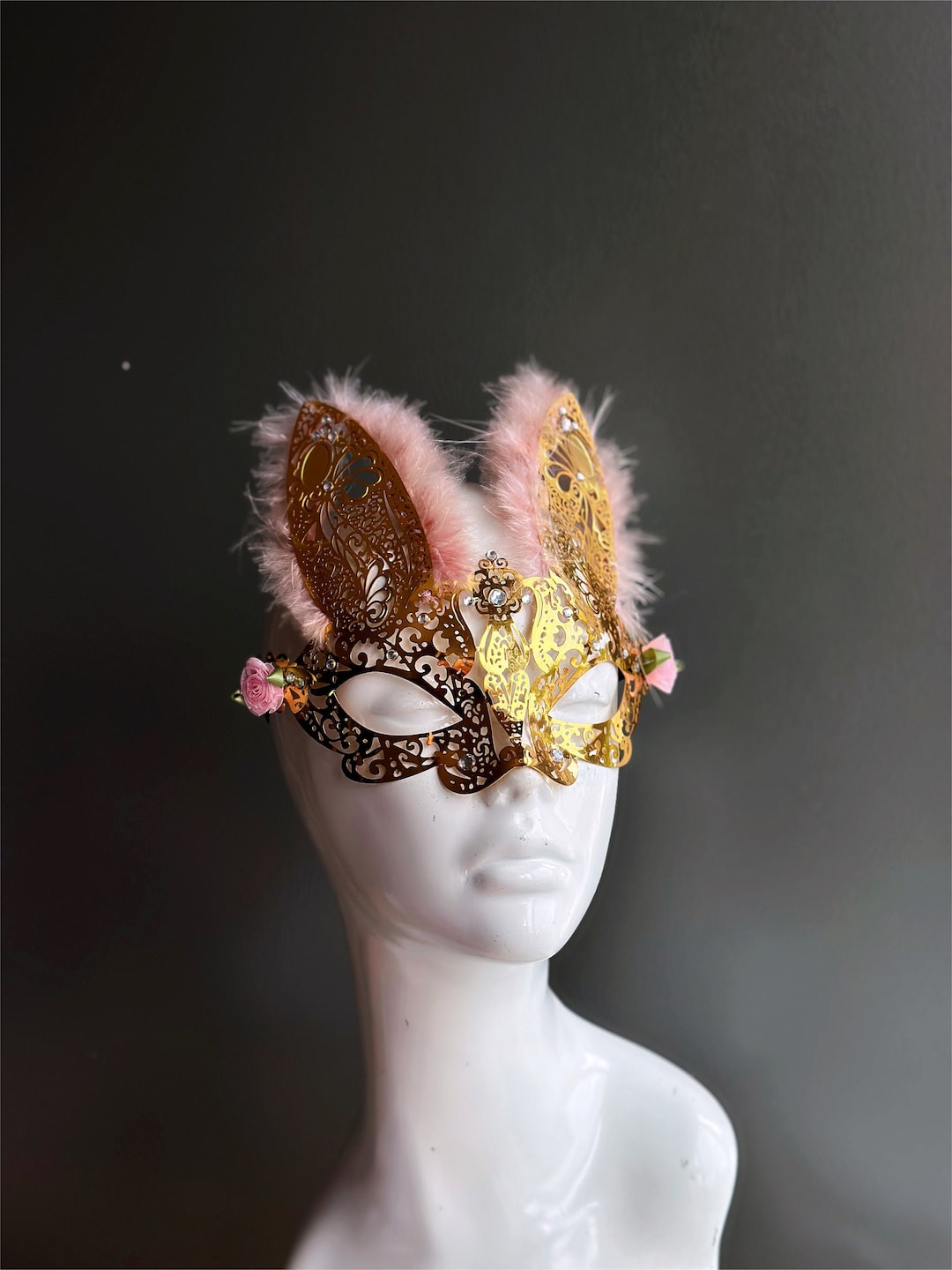 Fluffy Bunny Ear Mask Kids Halloween Mask Bunny Costume Mask for Kids ...