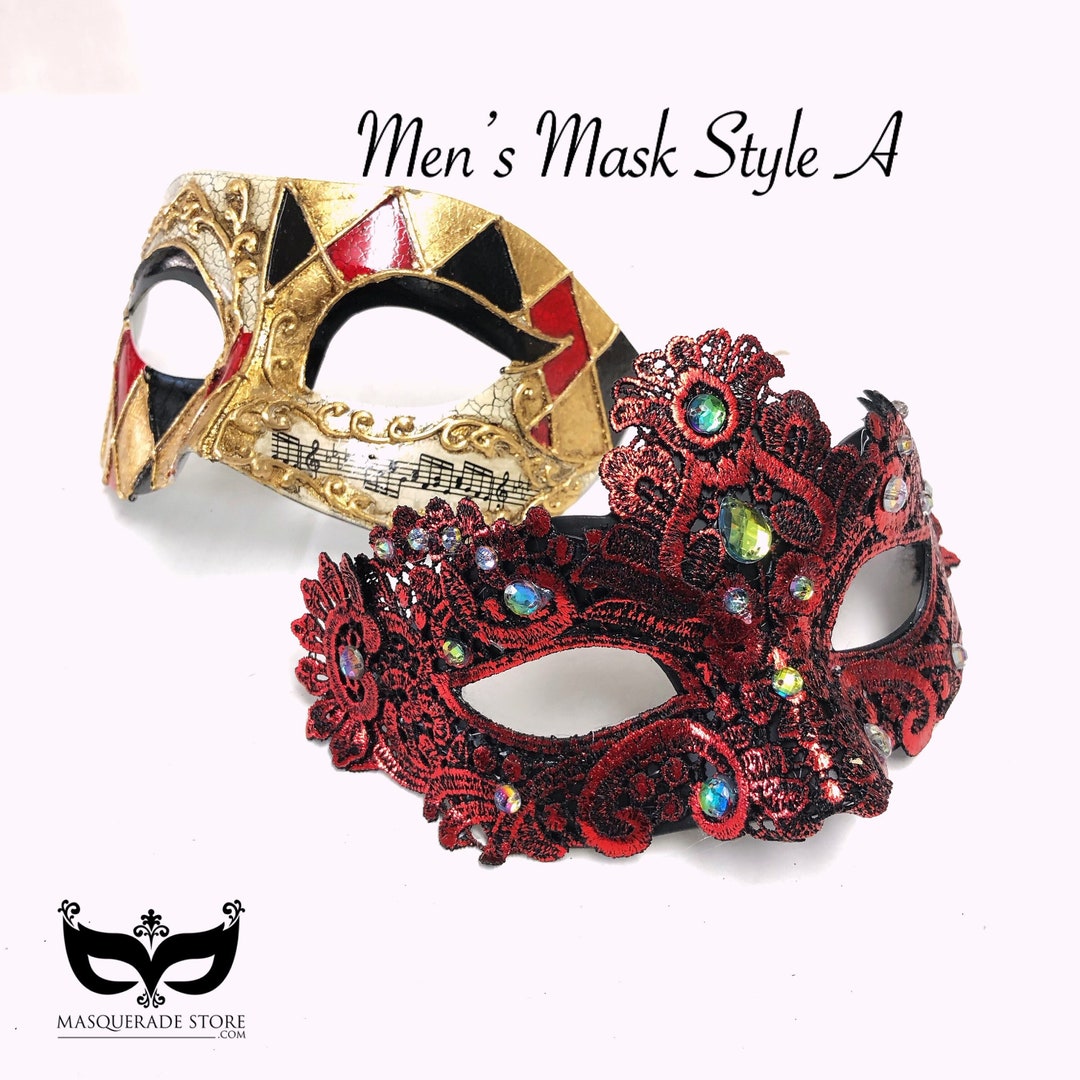 Red Masquerading Party Masks, Christmas Masquerade Masks, Couples Masks ...