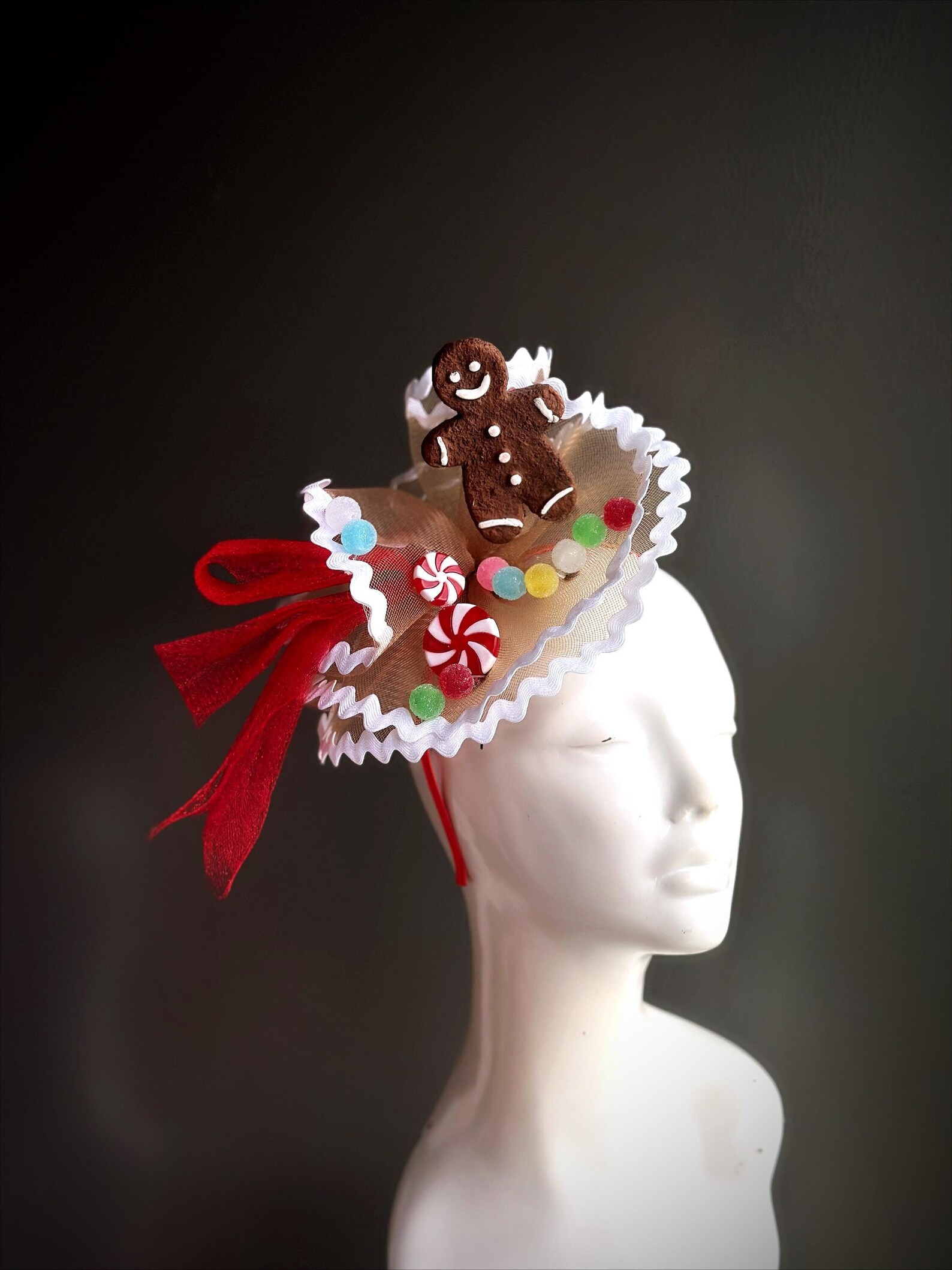 Holiday Fascinator Christmas Party Hat Holiday Headband Gingerbread Man ...