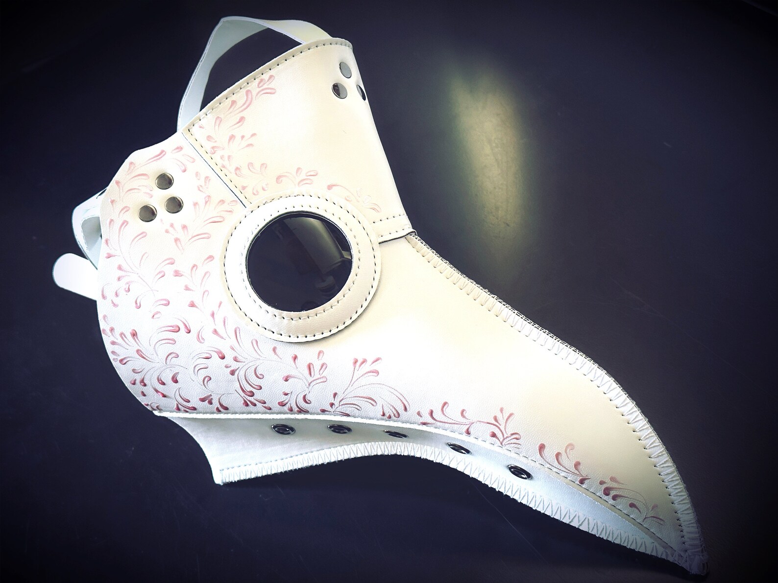 Plague Mask Halloween Costume Vegan Leather - White/pink - Adult - Etsy