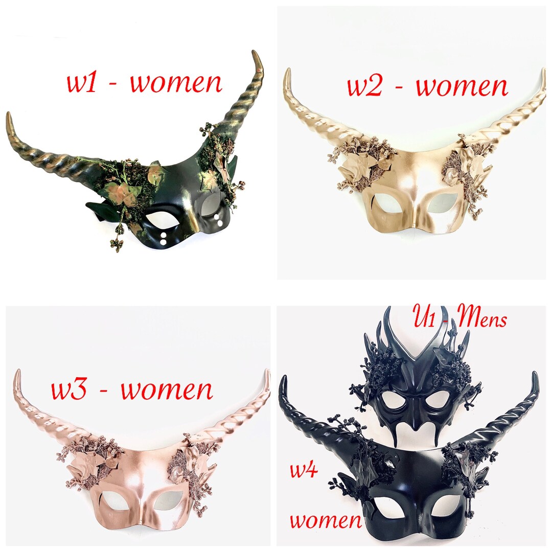 Masquerade Mask Couples L Mythical Creature L Women Horn Headdress L ...