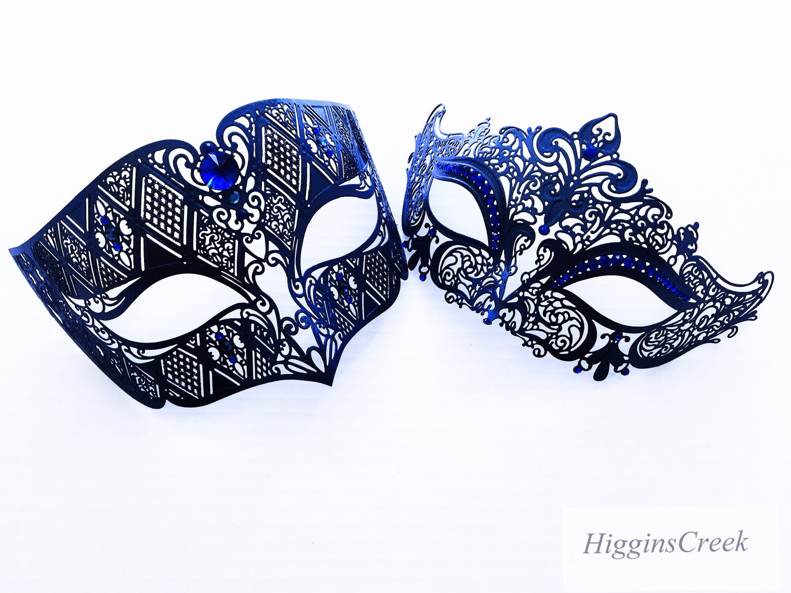 Navy Blue Couples Masquerade Masks, Black Venetian Couples Matching ...
