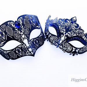 Navy Blue Couples Masquerade Masks, Black Venetian Couples Matching ...