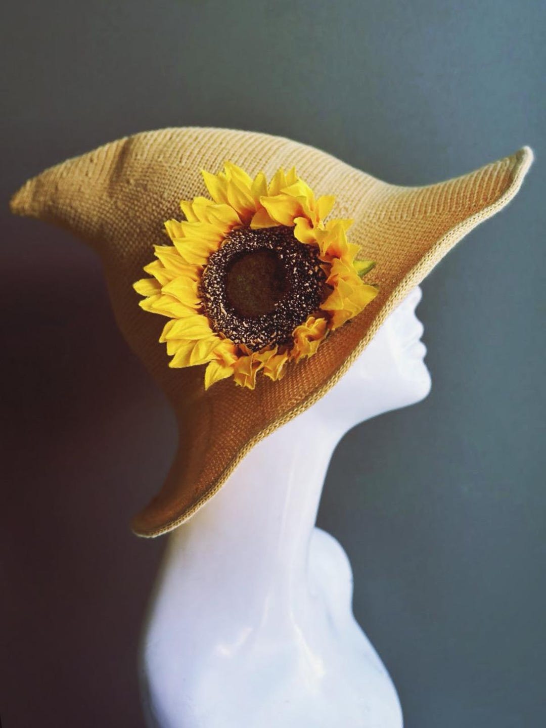Halloween Witch Hat With Sun Flower - Woolblend Witch Hat Cosplay ...