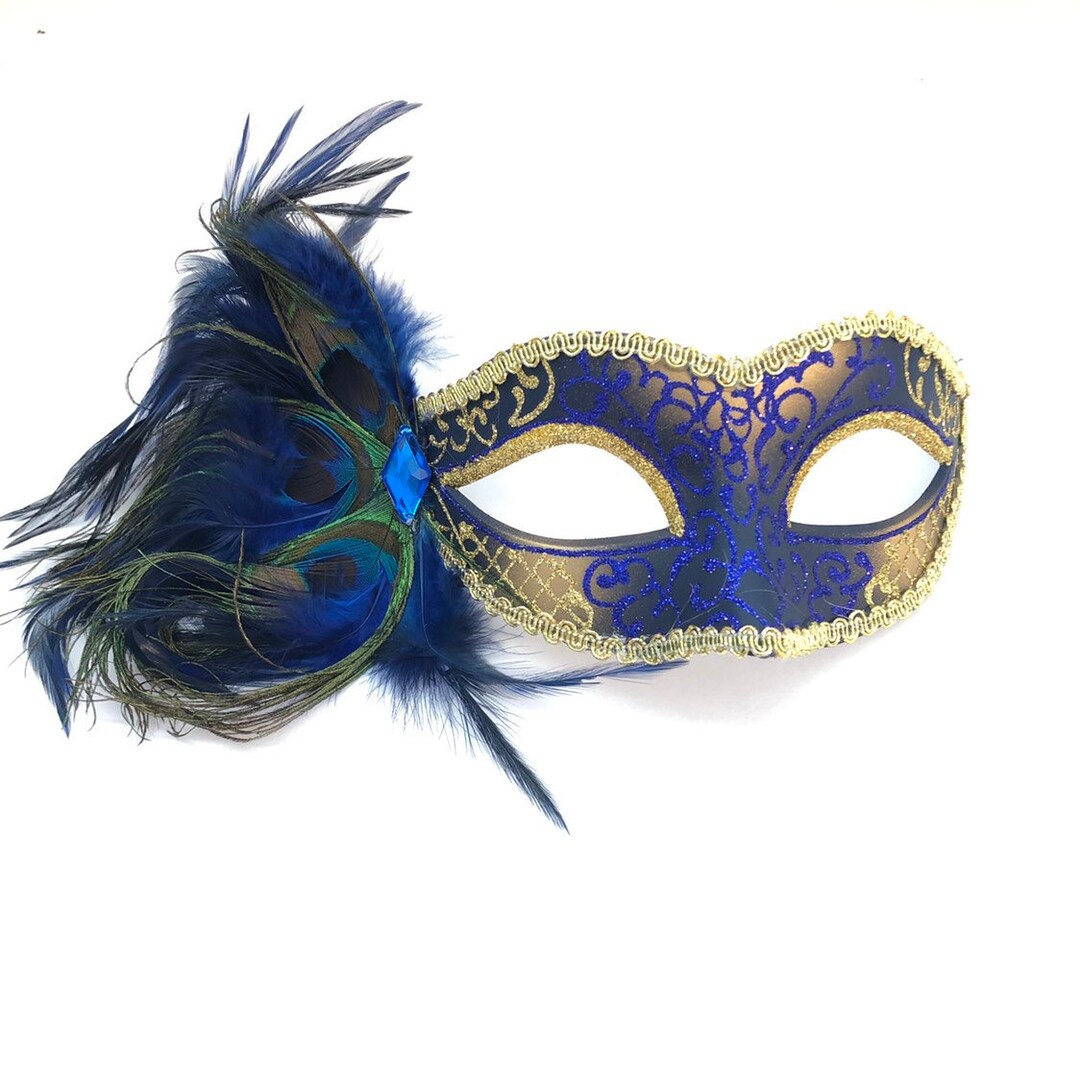 Feather Masquerade Masks, Mardi Gras Mask, Venetian Peacock Feather ...