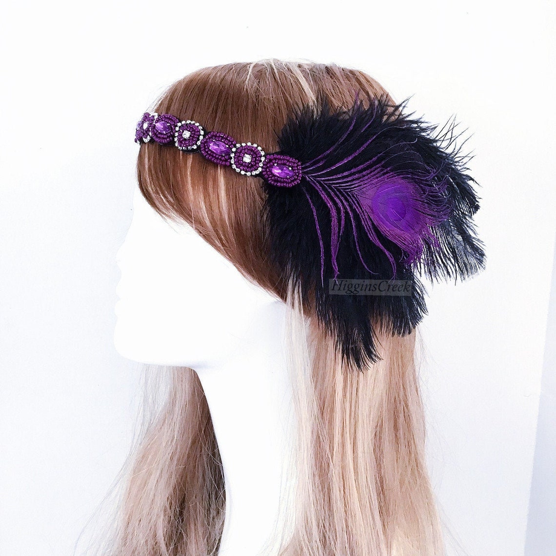 Black Purple Flapper Girl Headpiece Roaring 20's - Etsy