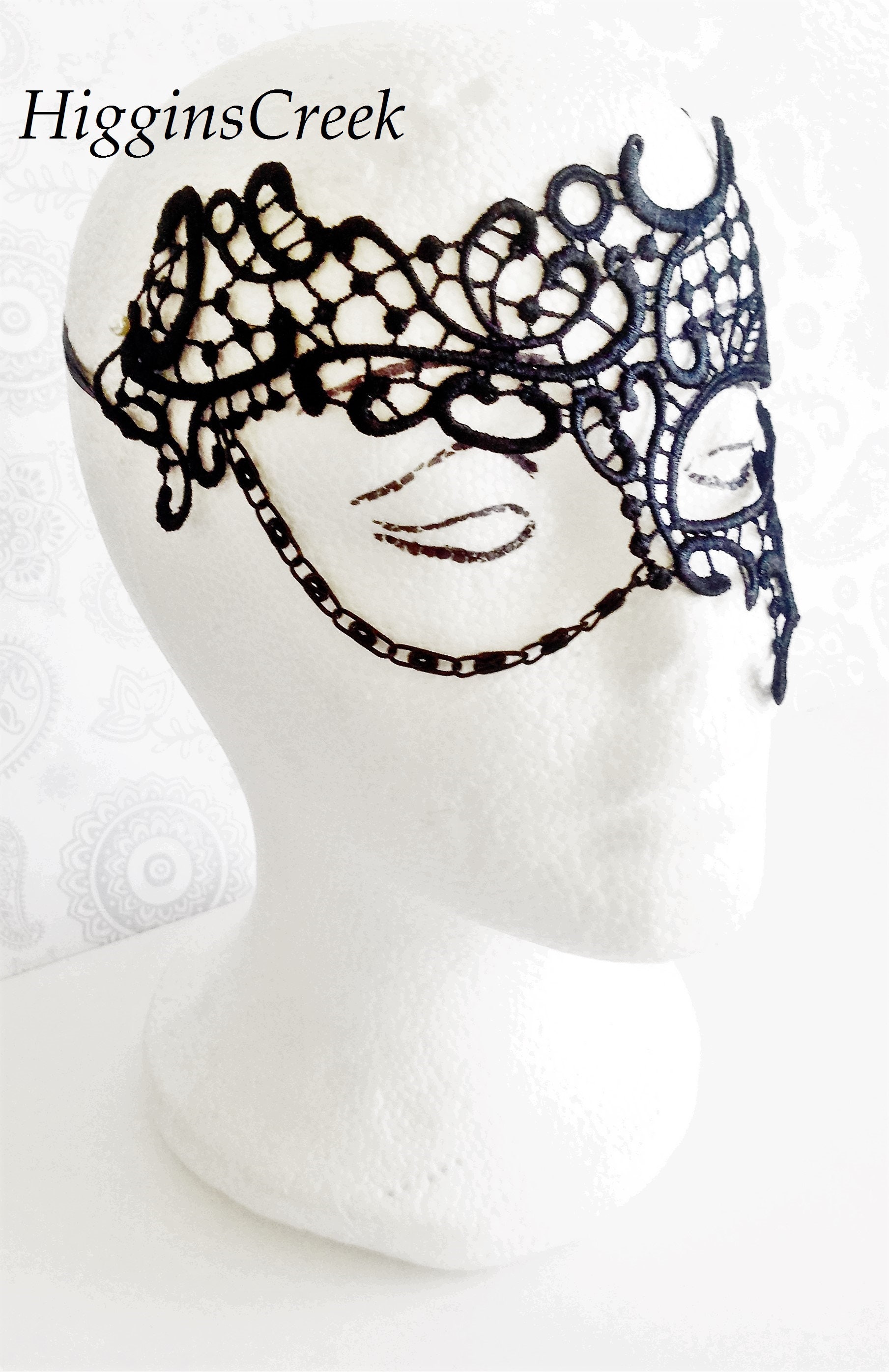 Masquerade Mask With Chains, Half Face Masquerade Mask, Mardi Gras ...