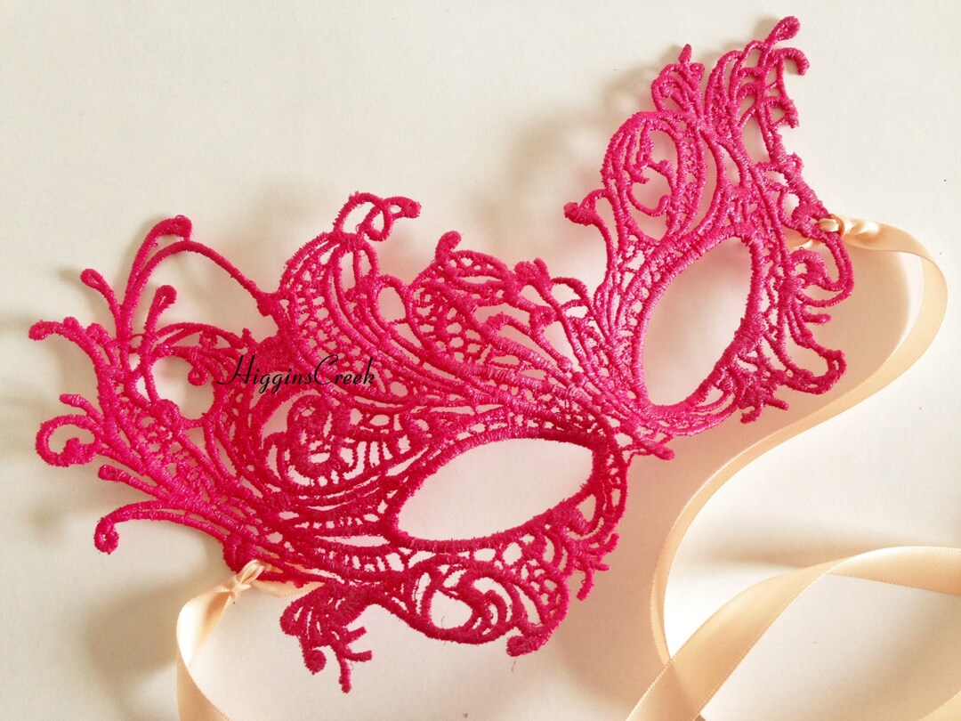Girls Hot Pink Lace Masquerade Costume Mask - Etsy