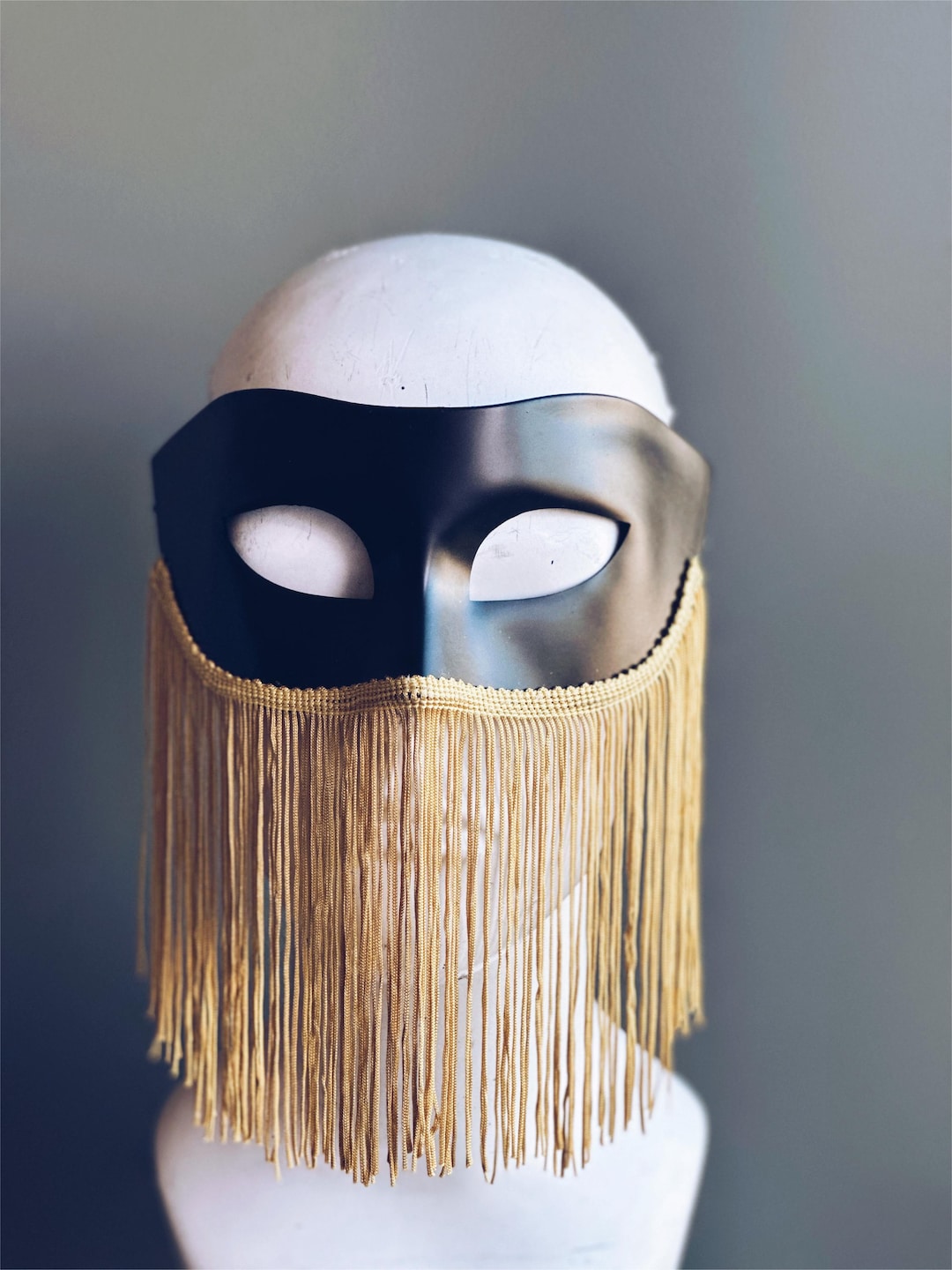 Gold Black Cosplay Fringe Mask - Cowboy Fringe Mask Western Fringe Mask ...