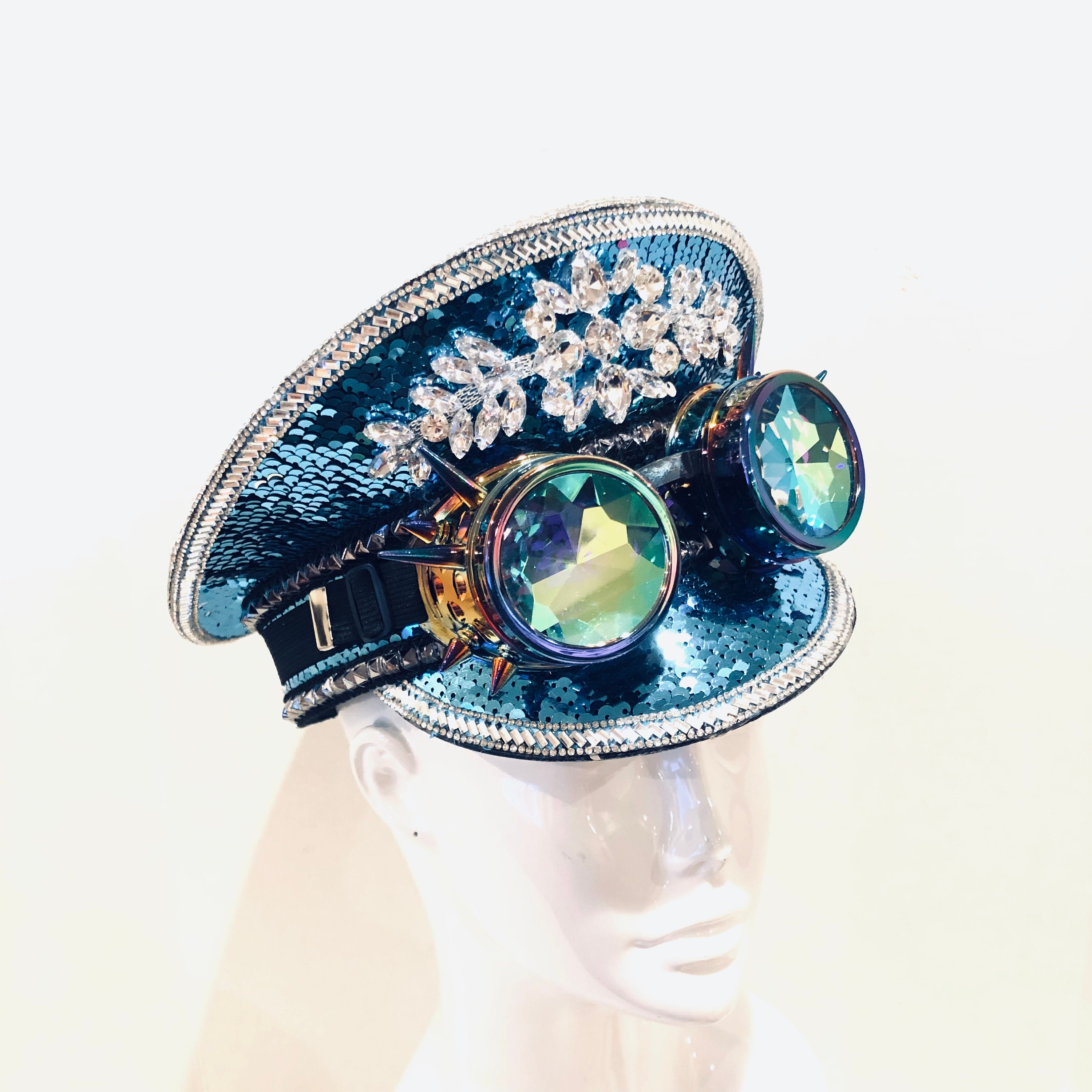 Hot Pink Captain Hat woman pink Sequin Rave Hat pink | Etsy