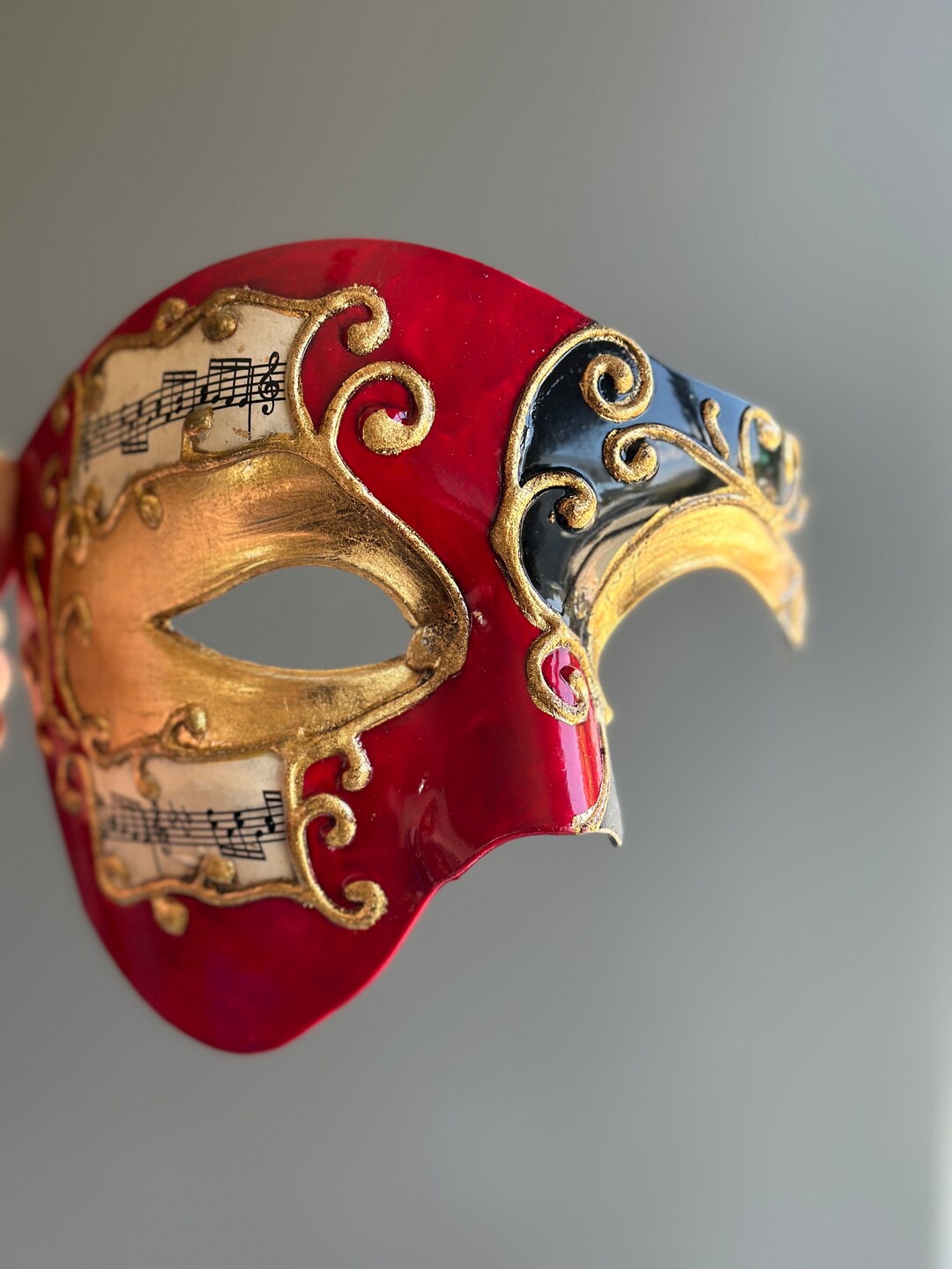 Red Phantom Masquerade Mask, Mens Masquerade Masks, Red Mask, Half Face ...