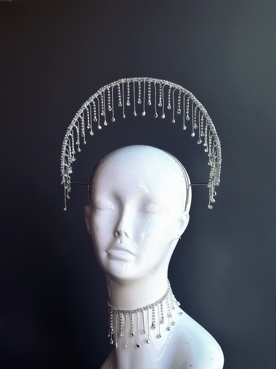 Festival Wear Silver Goddess Headpiece Queen Crown Choker Necklace - Etsy