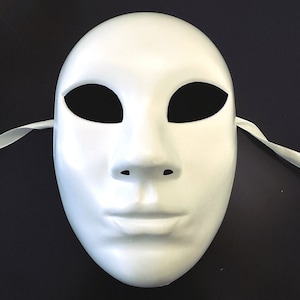 White Full Face Costume Mask, Cosplay Mask, DIY Mask, White Blank Mask ...