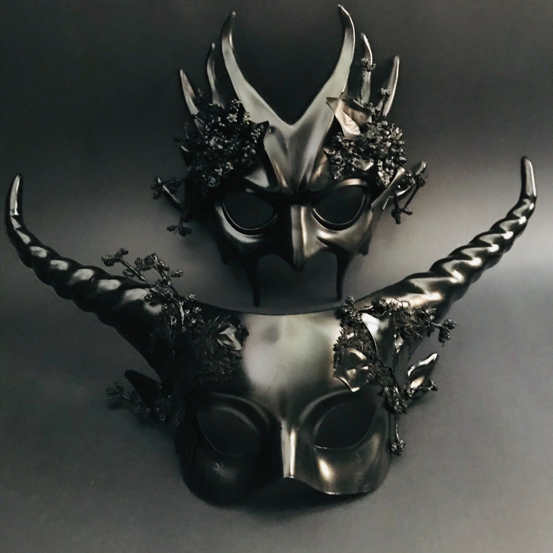 NEW Black Masquerade Mask Woman Horn Mask Party Costume Mask Horns ...