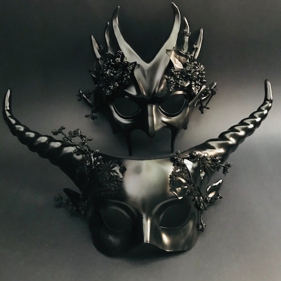 NEW Black masquerade mask woman Horn Mask party costume Mask | Etsy