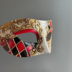 Red Mens Masquerade Mask Harlequin Mask Venetian Masquerade - Etsy