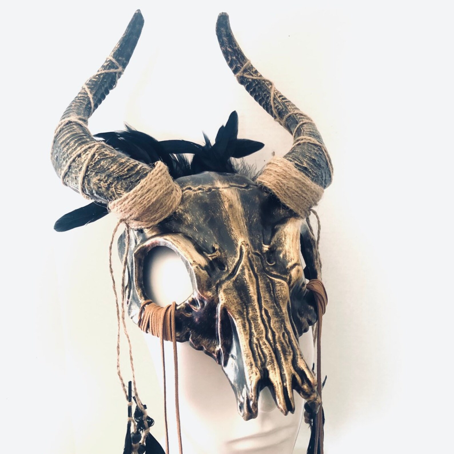 Deer Skull Mask Halloween Ritual Headdress Samhain Festival Viking Horn ...