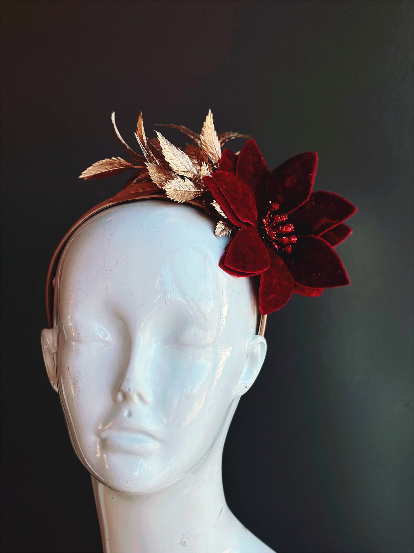 Poinsettia Headband - Christmas Red Flower and Gold Leaves - Etsy