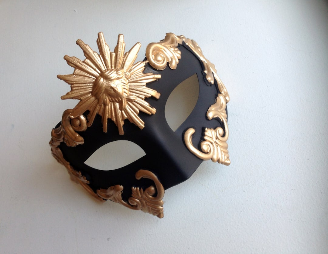 Gold Mens Masquerade Mask, Mens Face Masks, Mens Venetian Masks, Black ...