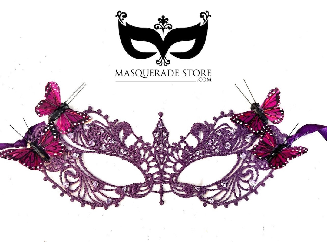 Purple Masquerade Mask Butterfly Mask Purple Butterfly Mask Rhinestone ...