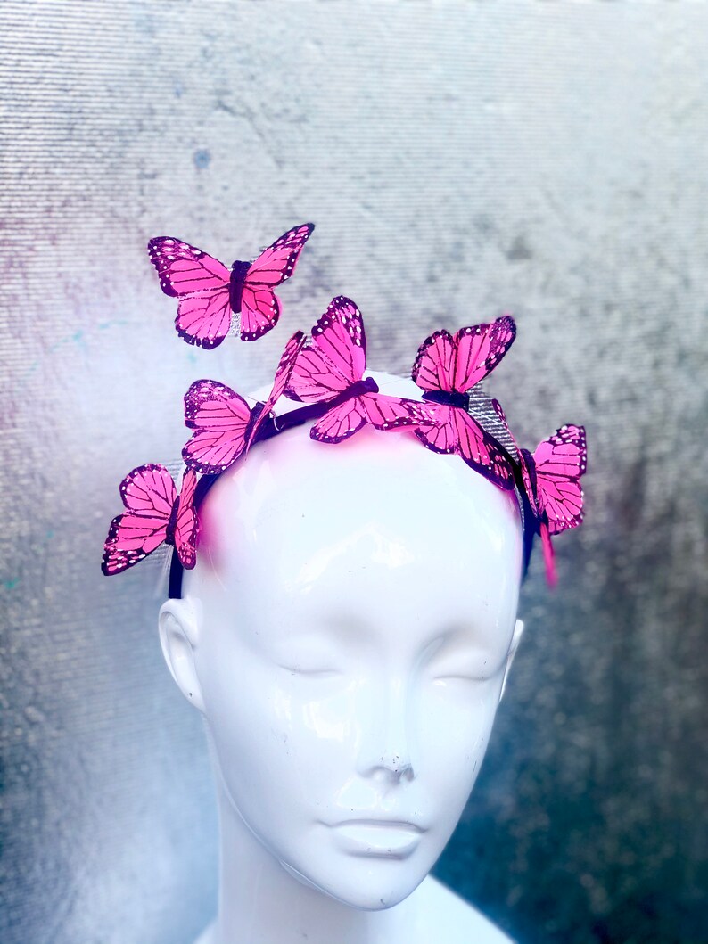 PINK Butterfly Headband Tea Party headpiece Butterfly BOHO | Etsy