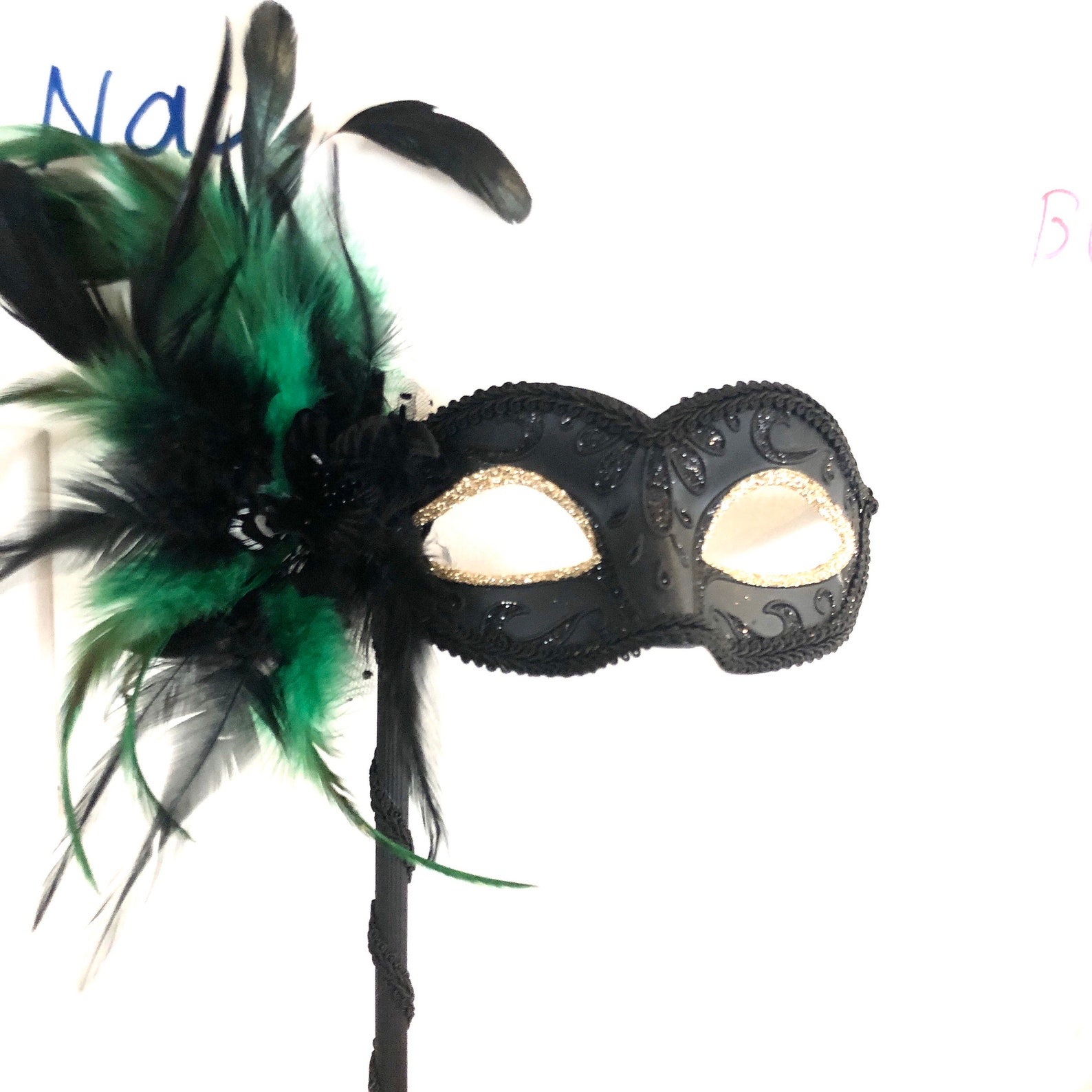 Emerald Green Women Masquerade Mask Handheld Stick Masquerade Mask - Etsy