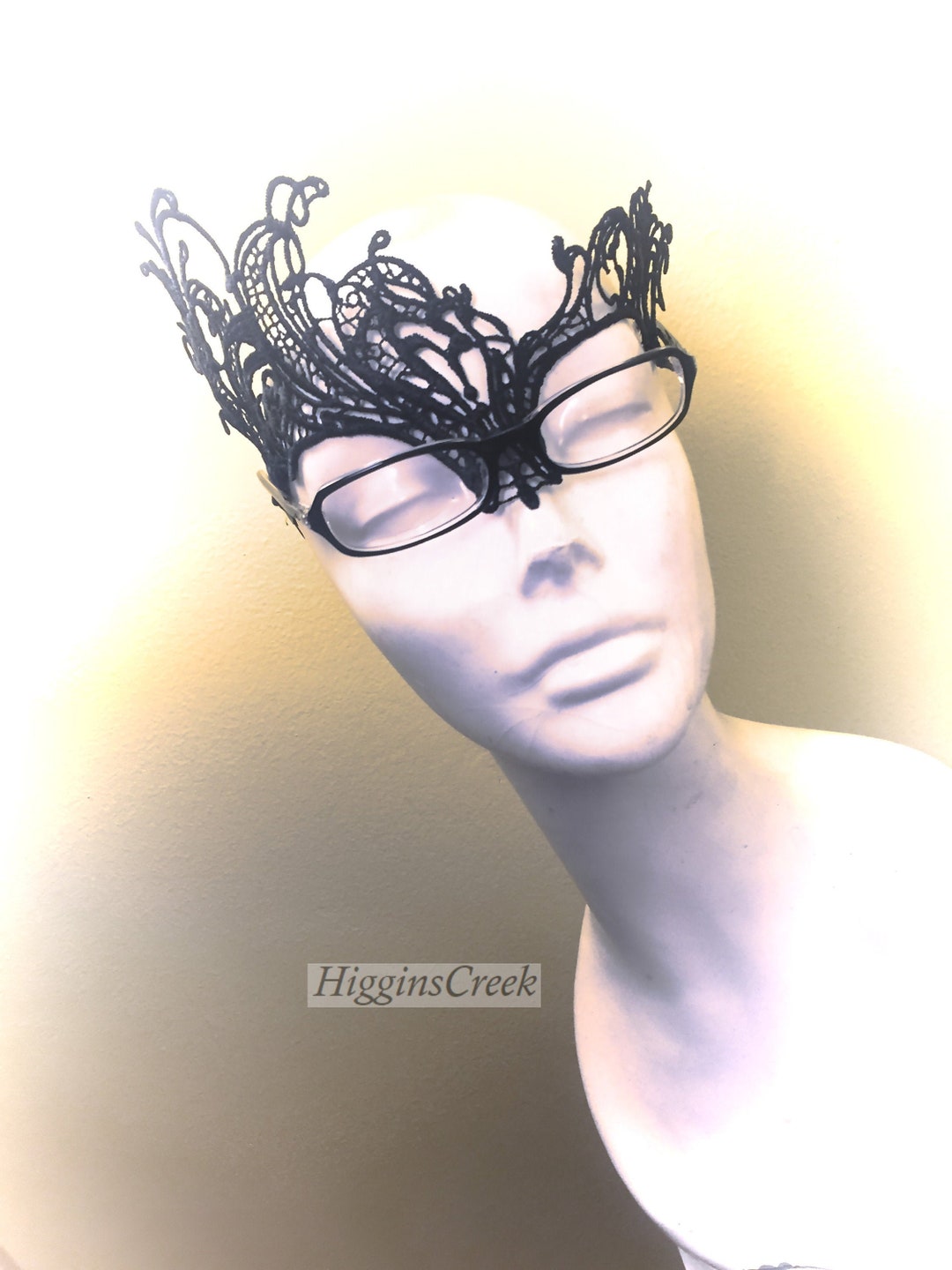 Black Lace Womens Eyeglass Masquerade Mask - Etsy