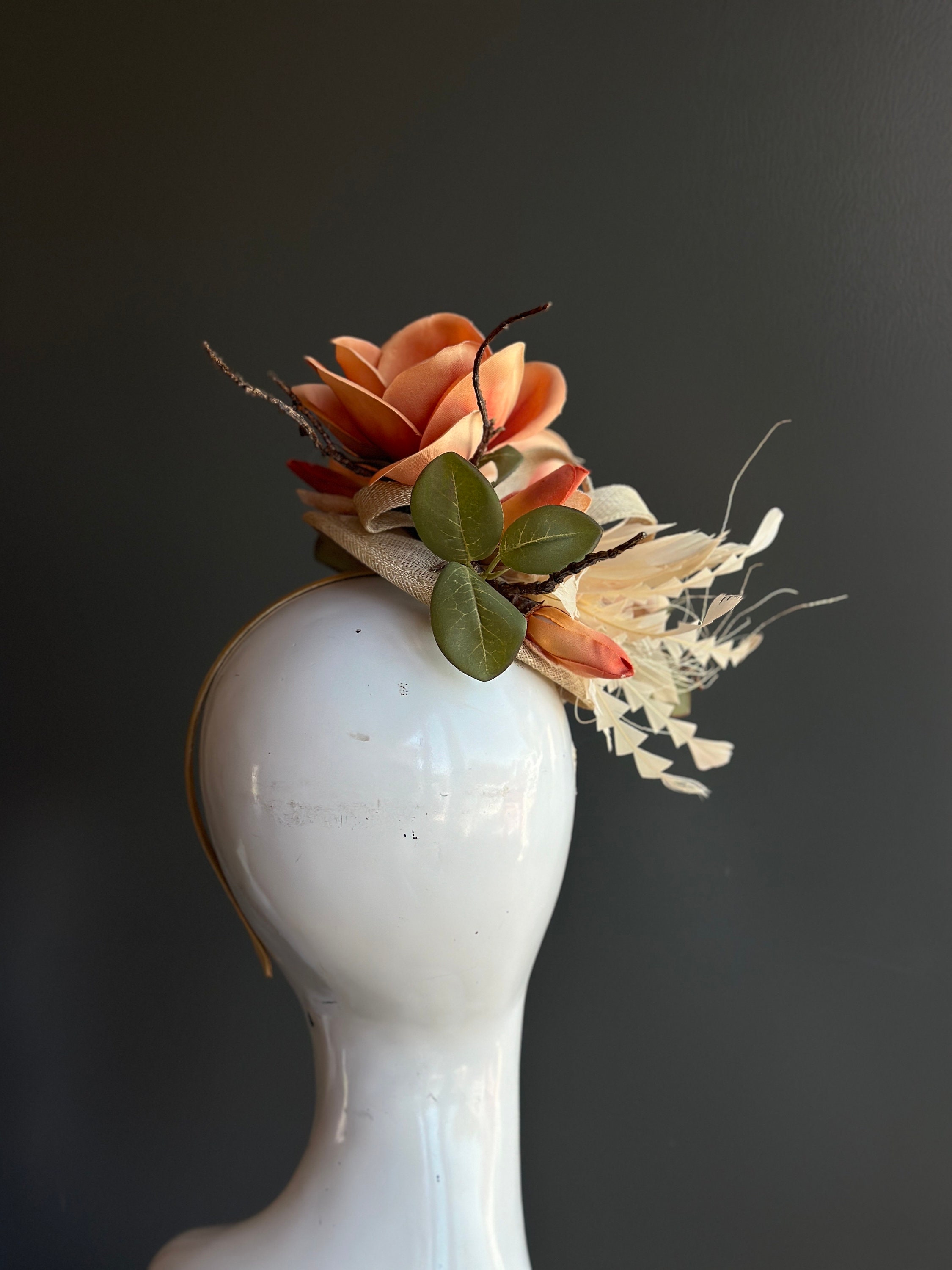 Magnolia Fascinator Hat Orange Hues Summer Tea Party Hat Magnolia ...
