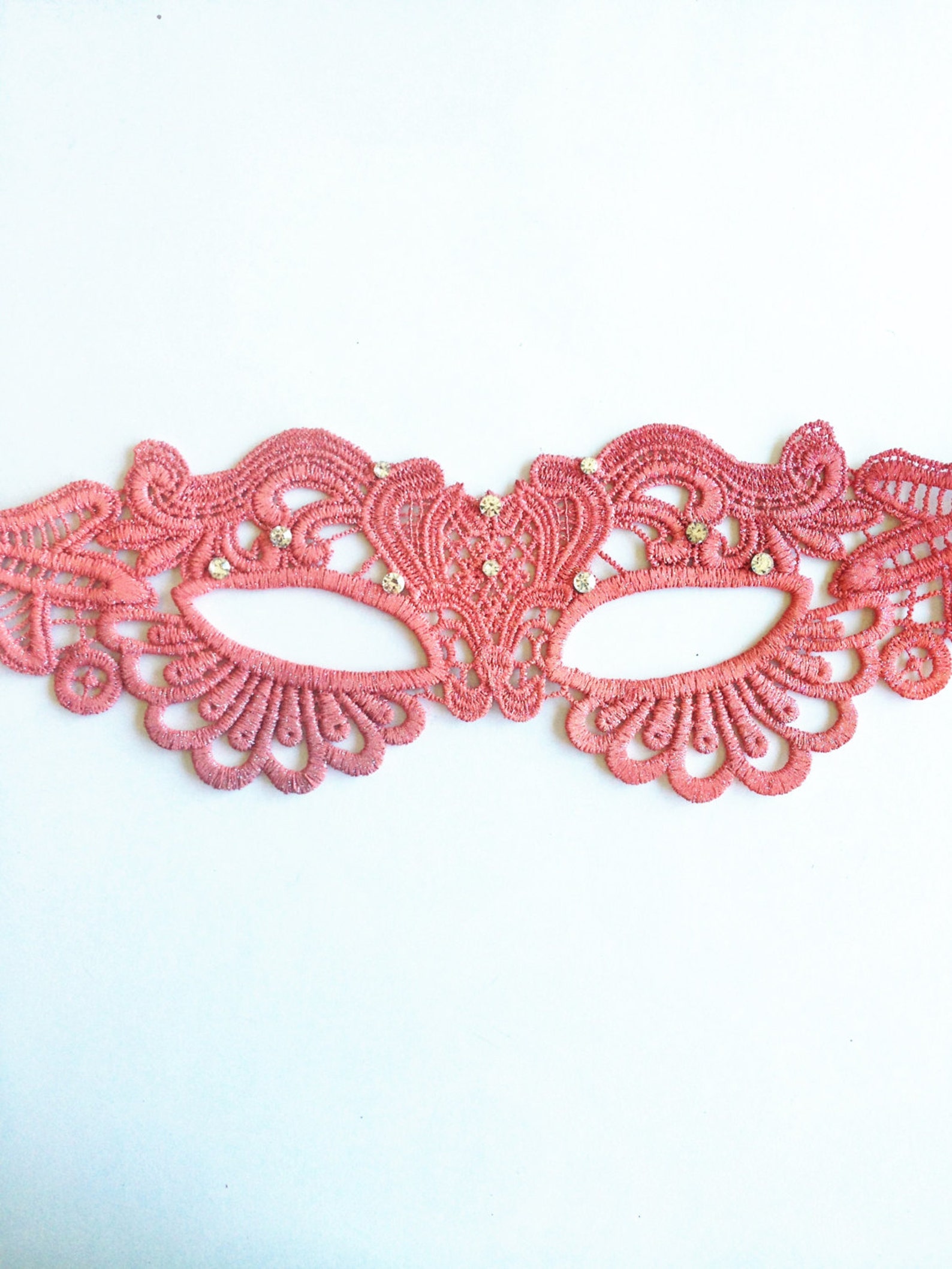 Coral Peach Lace Mask for Women Masquerade Lace Masks - Etsy