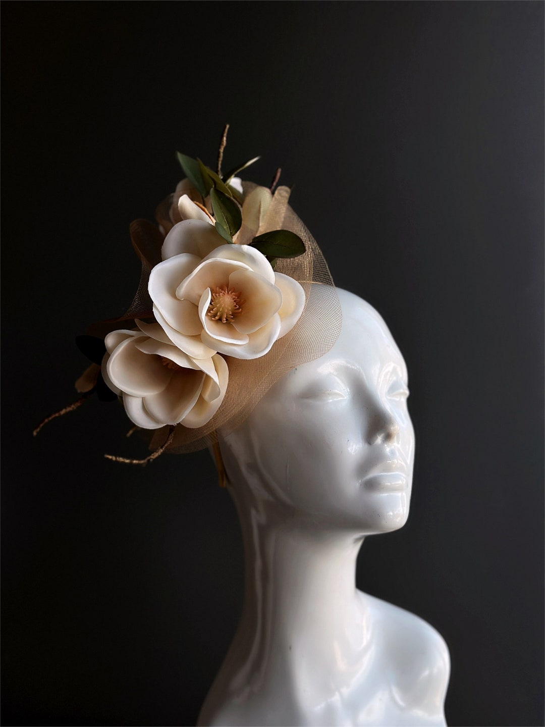 Tea Party Hat Magnolia Fascinator Hat Magnolia Headband for Women ...