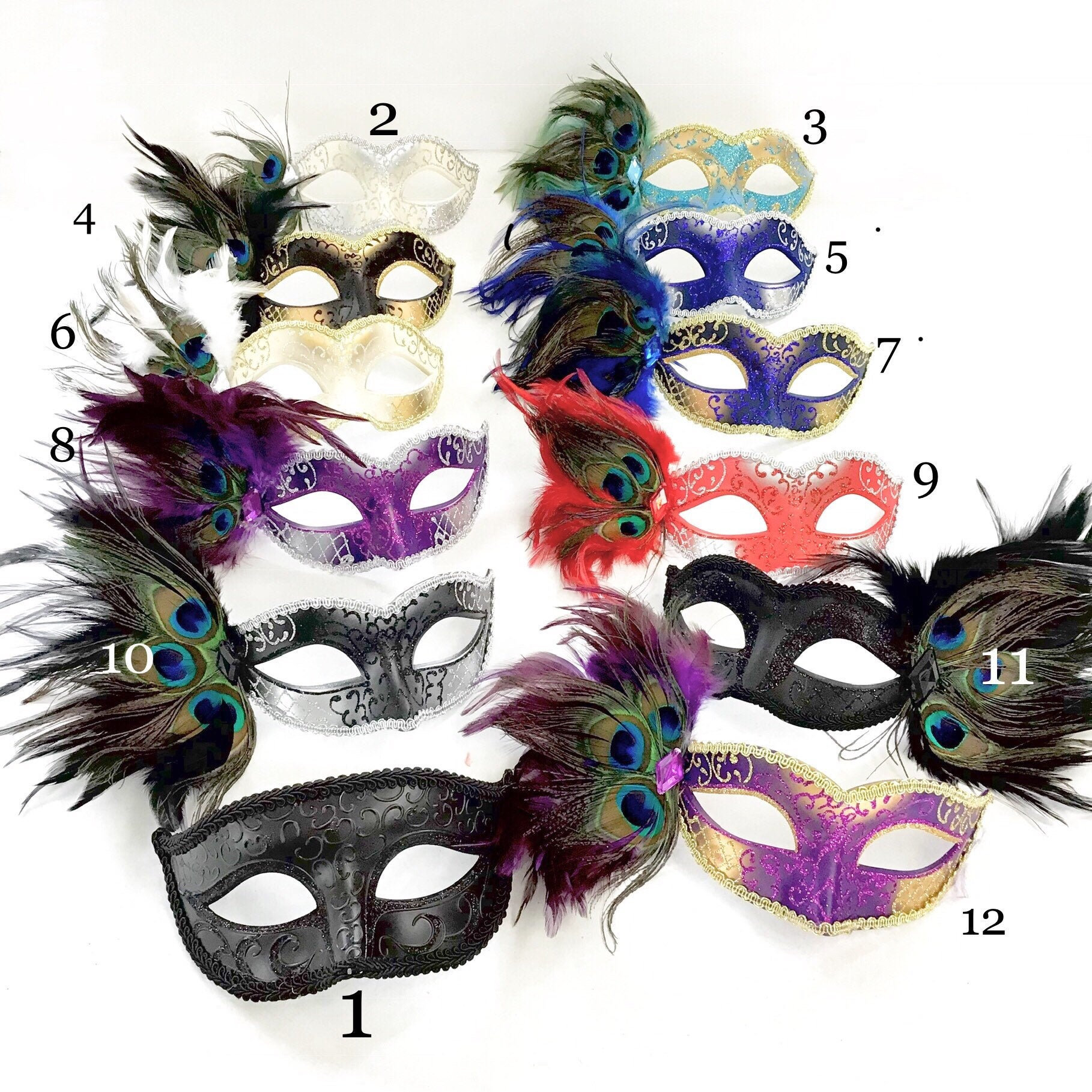 More Colors Feather Masquerade Mask Women Stick Mask or Ribbon - Etsy